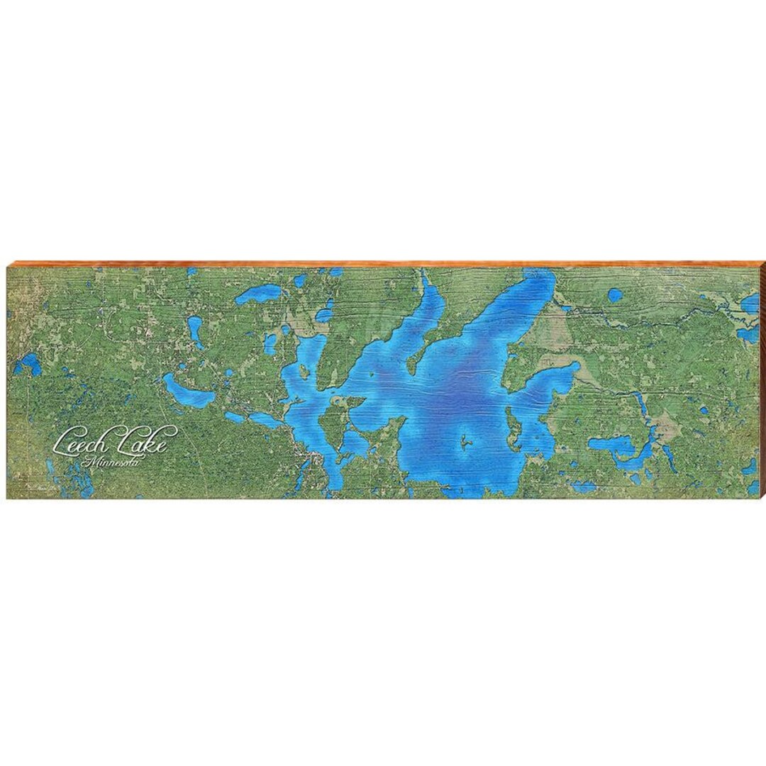 Leech Lake Map Home Decor Art Print on Real Wood 9.5x30 - Etsy