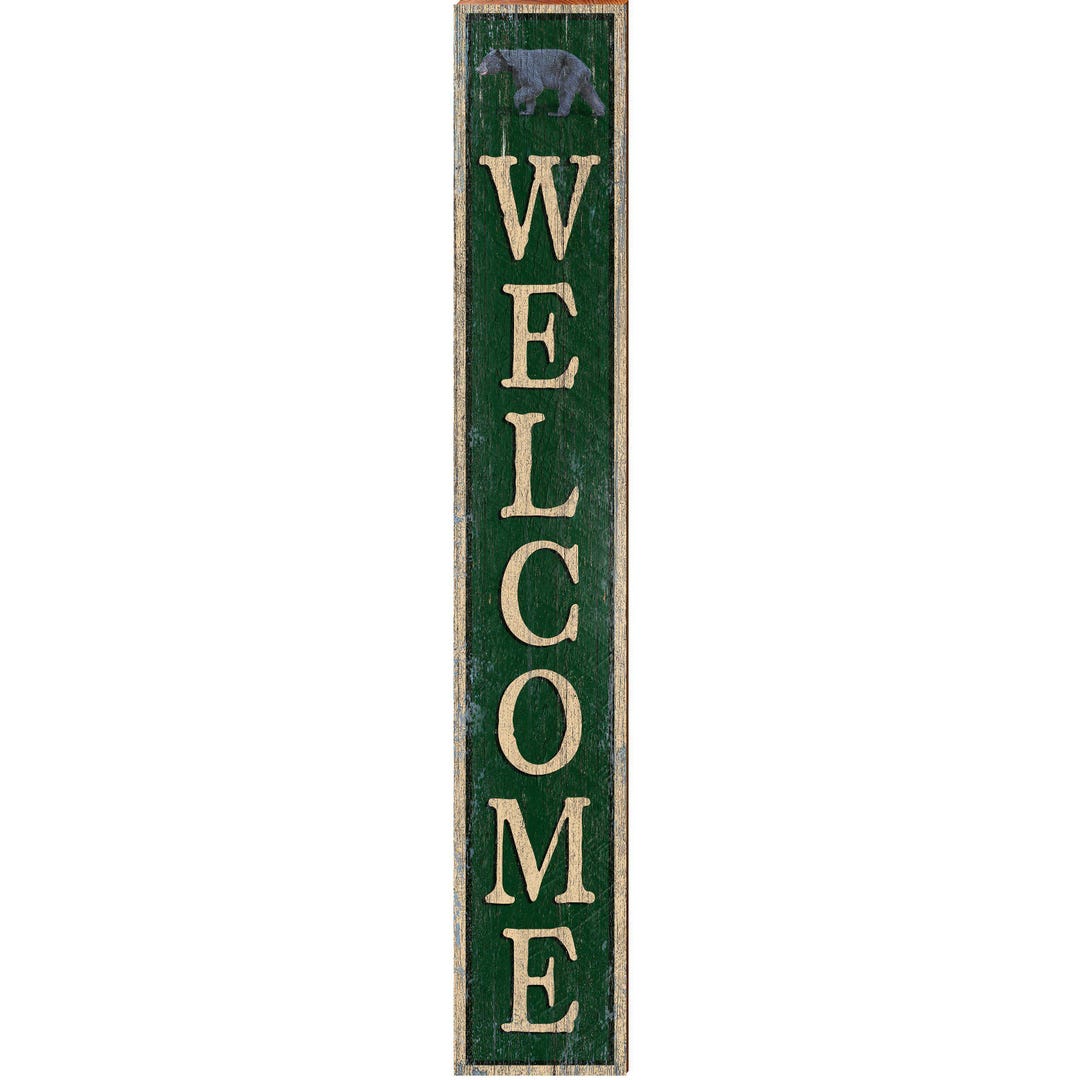 Welcome Mountain Black Bear Green | Wall Art Print on Real Wood - Etsy