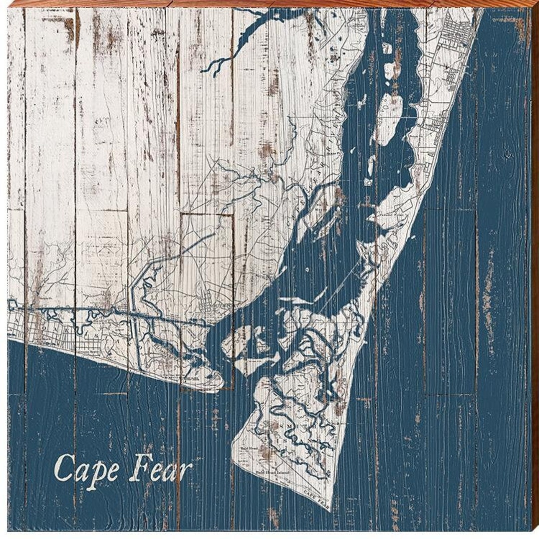 Cape Fear North Carolina Map Wooden Sign Wall Art Print on - Etsy