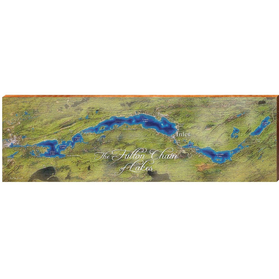 The Fulton Chain of Lakes New York Map Wooden Sign Wall Art - Etsy