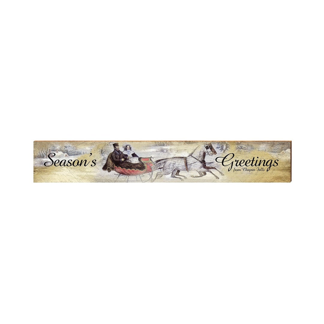 Chagrin Falls Season's Greetings Sled Sign | Real Wood Art Print Title ...