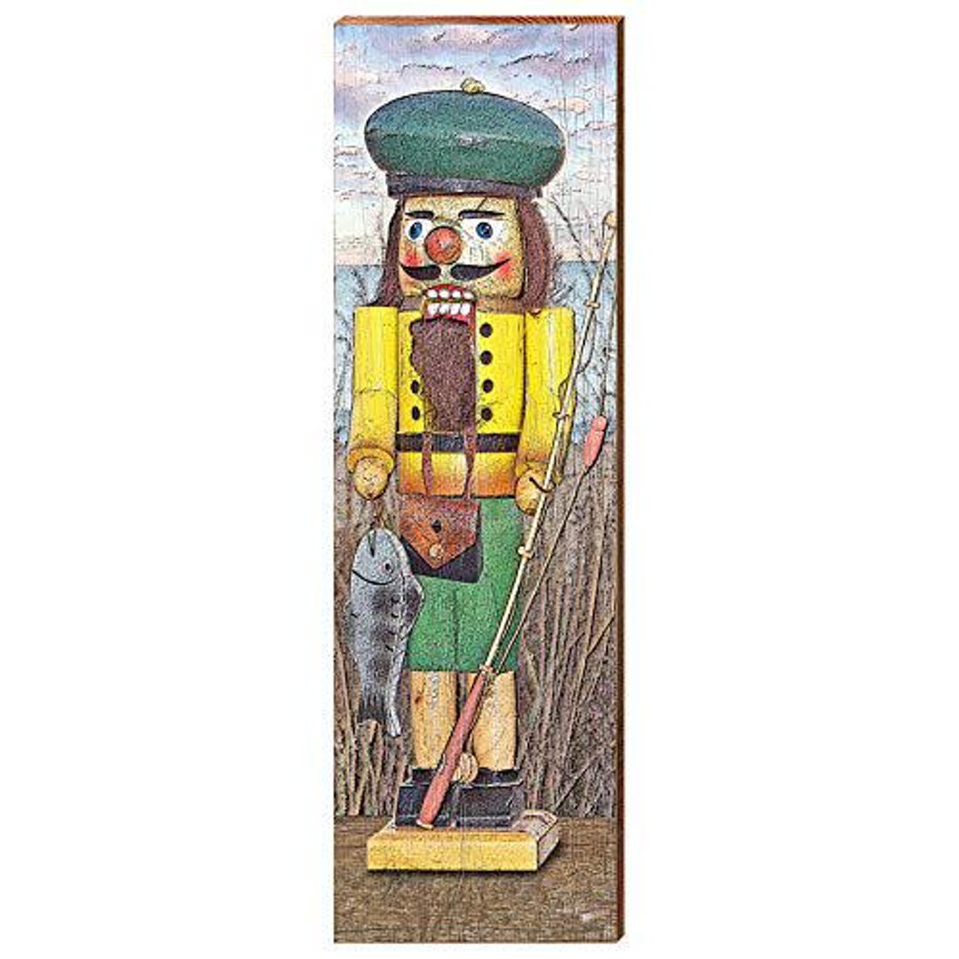 Fishing Nutcracker Home Decor Art Print on Real Wood - Etsy