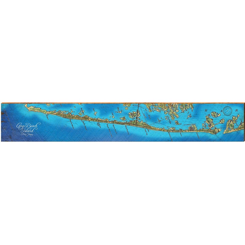 Long Beach Island Horizontal Map Home Decor Art Print on Real Wood - Etsy