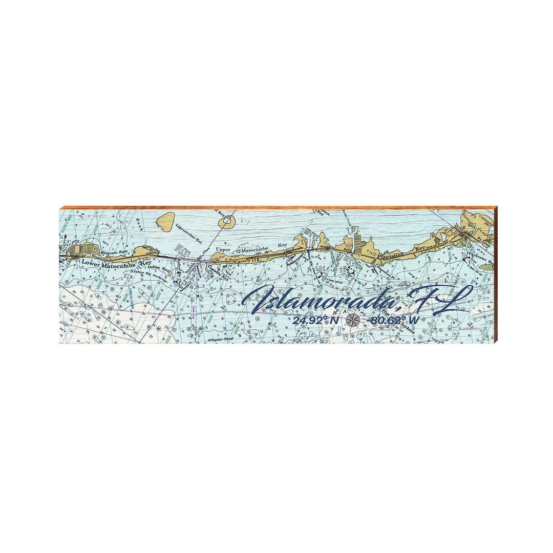 Islamorada NOAA Chart Map | Wall Art Print on Real Wood - Etsy