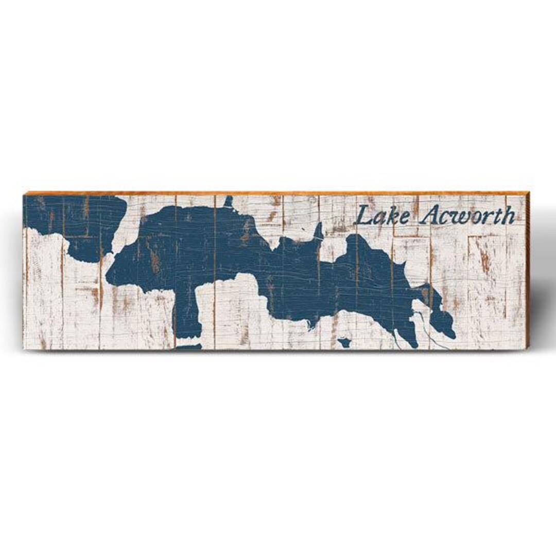 Lake Acworth, Georgia Map Wooden Sign Home Decor Wall Art Print on Real ...