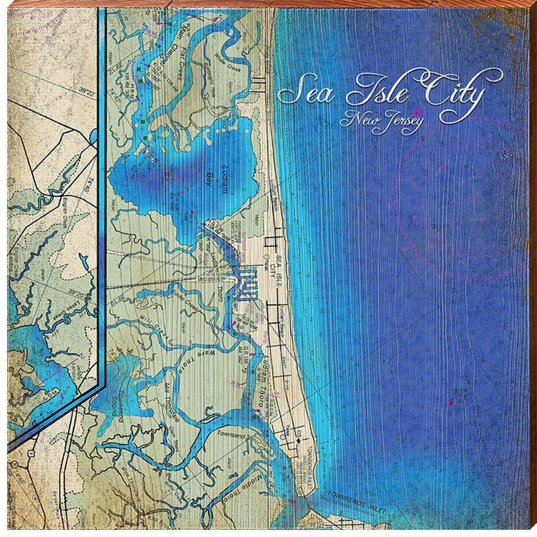 Sea Isle City Map Home Decor Art Print on Real Wood - Etsy