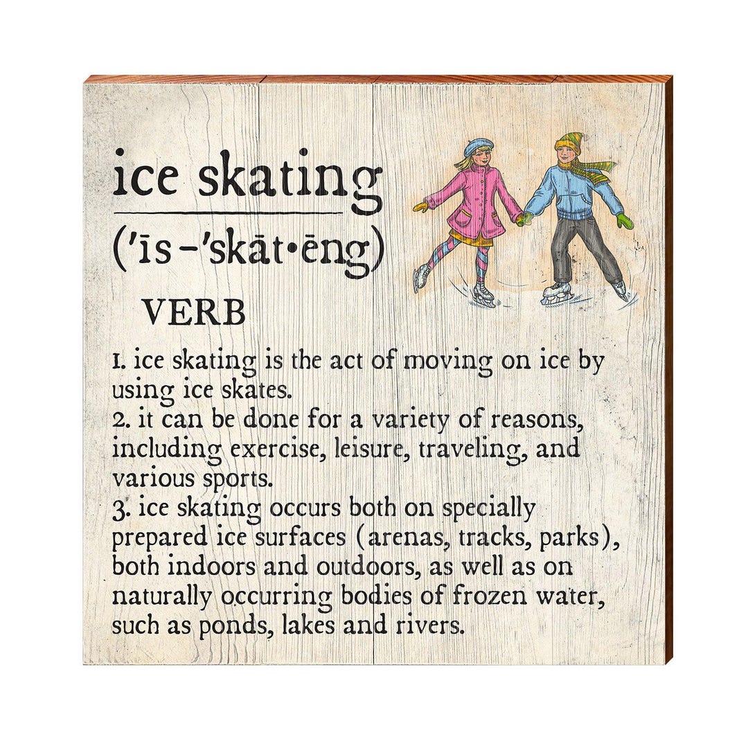 Ice Skating Definition Wooden Sign | Wall Art Print on Real Wood - Etsy