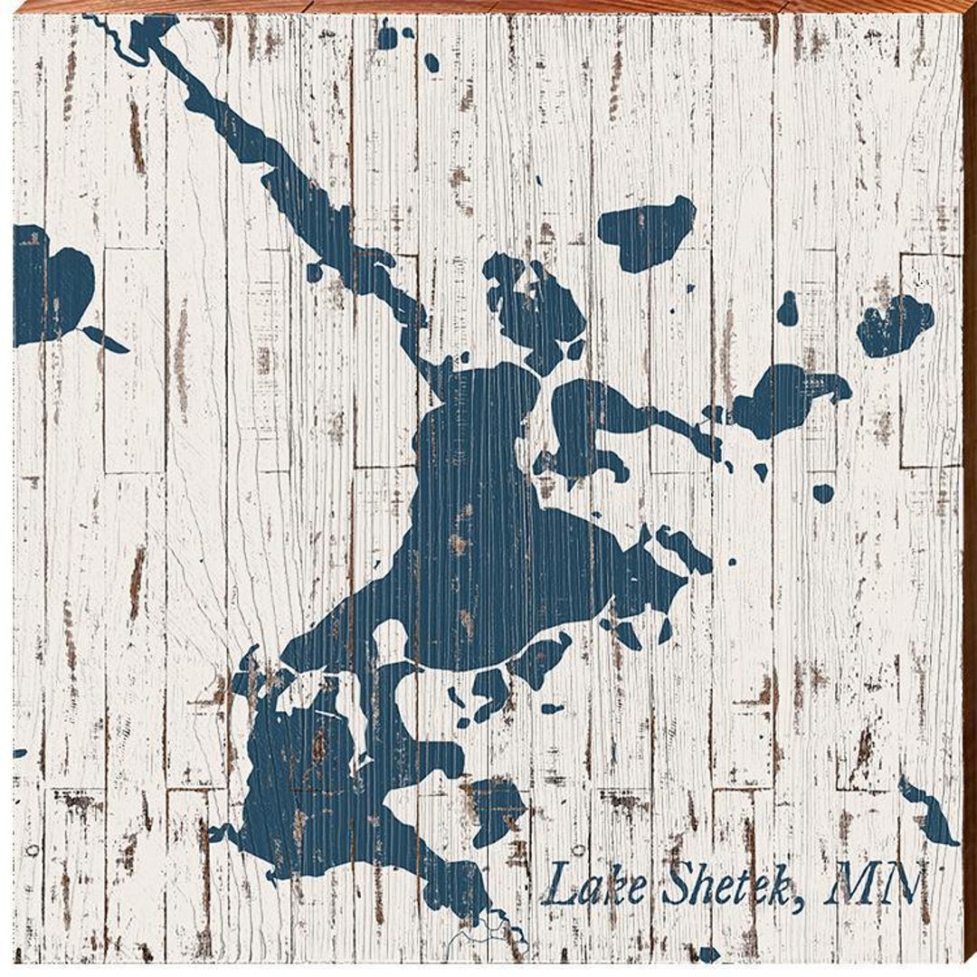 Lake Shetek, Minnesota Navy & White Shabby Map | Wall Art Print on Real ...
