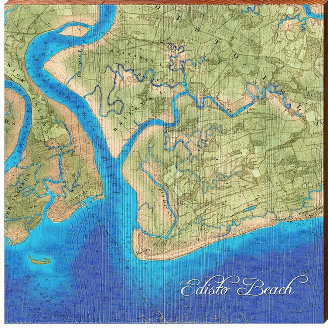 Edisto Beach, South Carolina Map Wall Art Print on Real Wood - Etsy