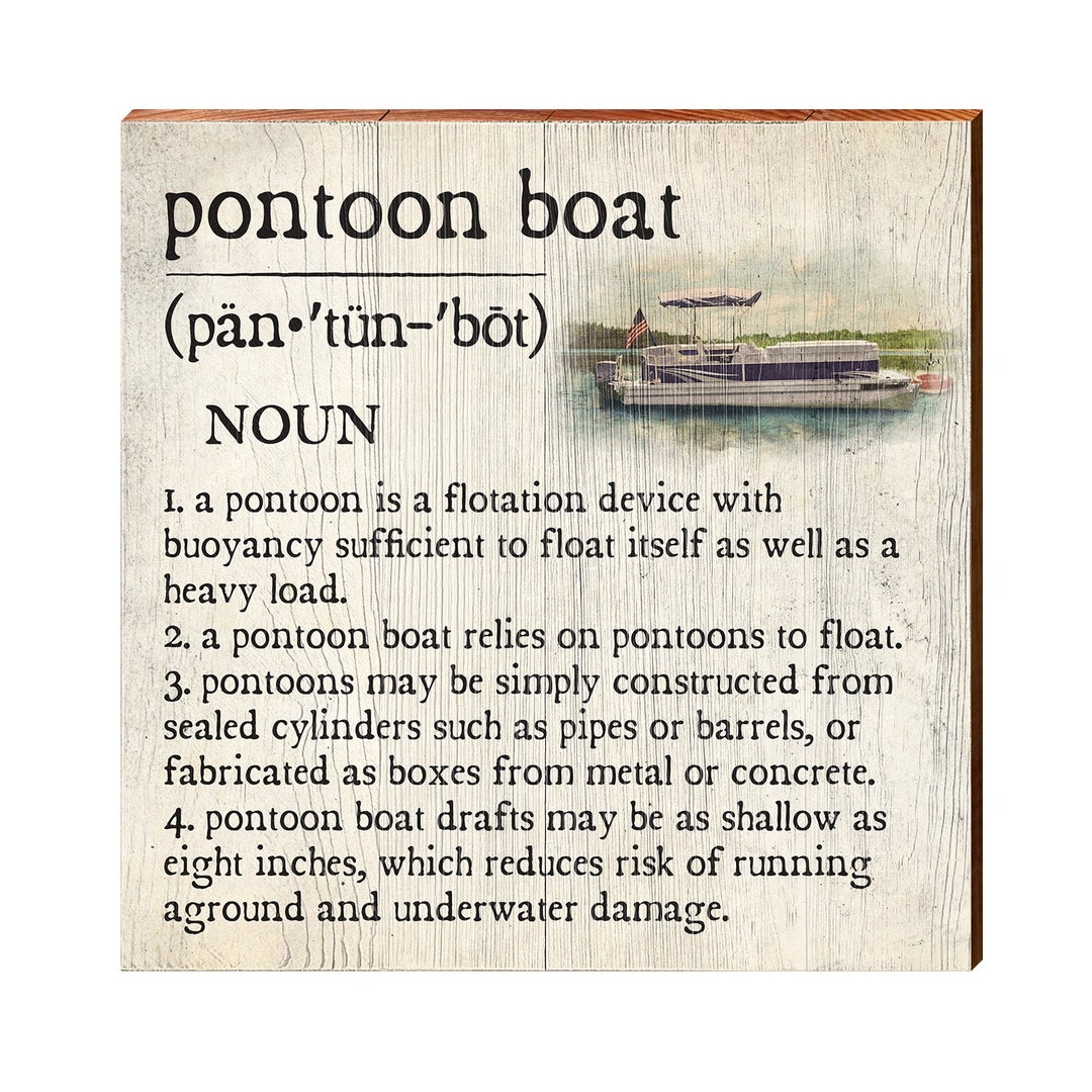 Pontoon Boat Definition Wooden Sign Wall Art Print on Real Wood Lake ...