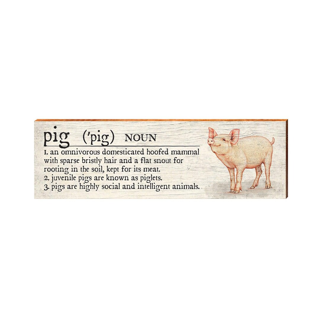 Pig Definition Wooden Sign | Wall Art Print on Real Wood | Farmhouse ...