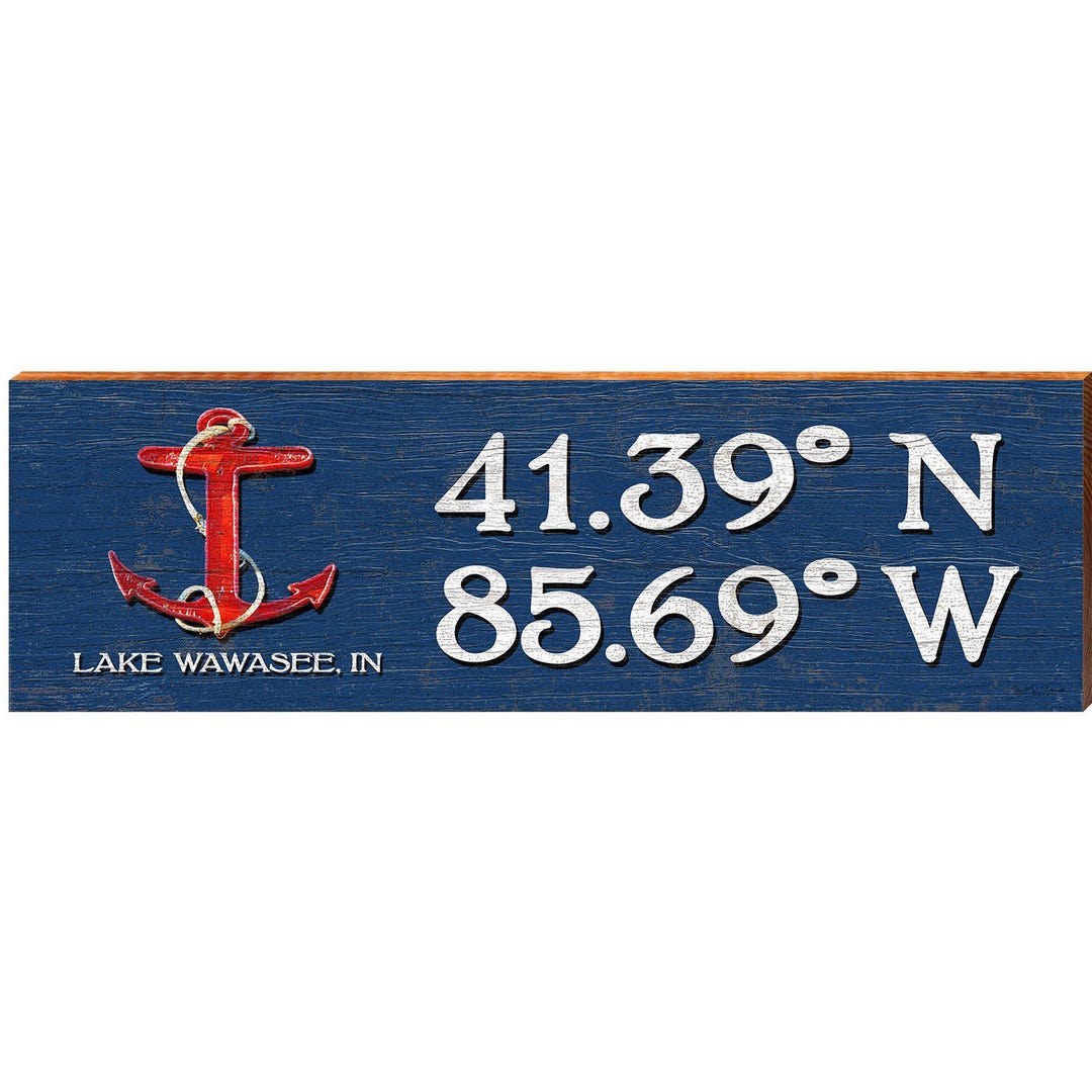 Lake Wawasee Anchor Navy Latitude Longitude | Wall Art Print on Real ...
