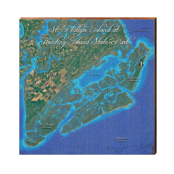 Hunting Island Map Real Wood Art Print HUN3 - Etsy