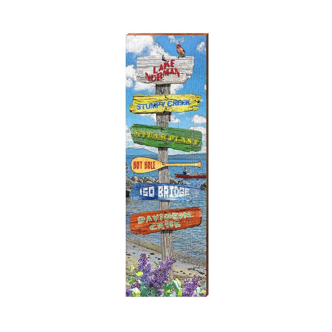 Lake Norman Lake Directional Sign | Real Wood Art Print - Etsy