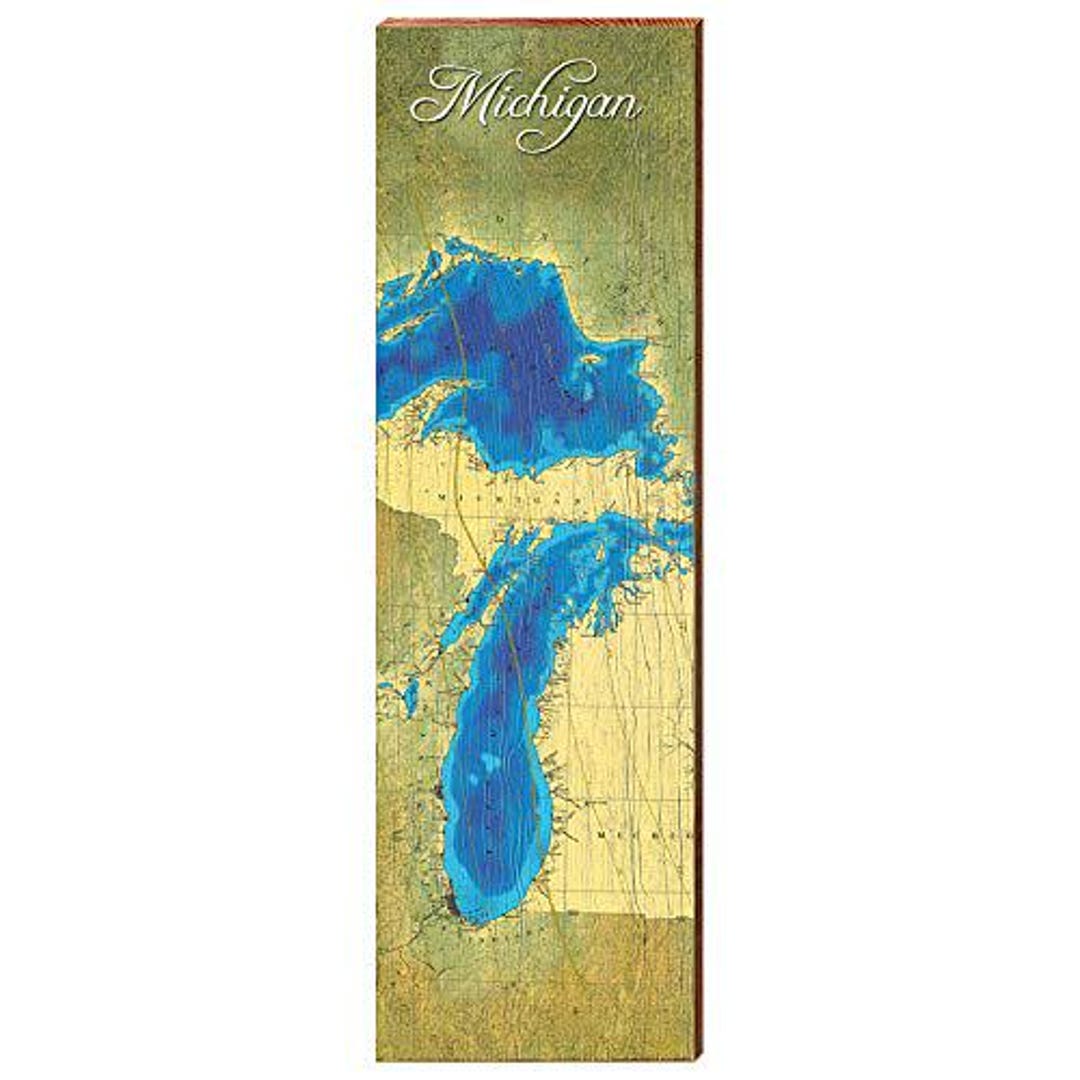 Michigan Color Map Home Decor Art Print on Real Wood - Etsy