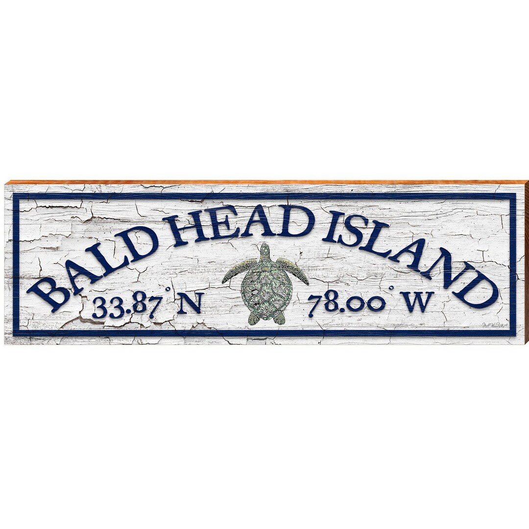 Bald Head Island Sea Turtle White Latitude Longitude Wall Art Print on ...