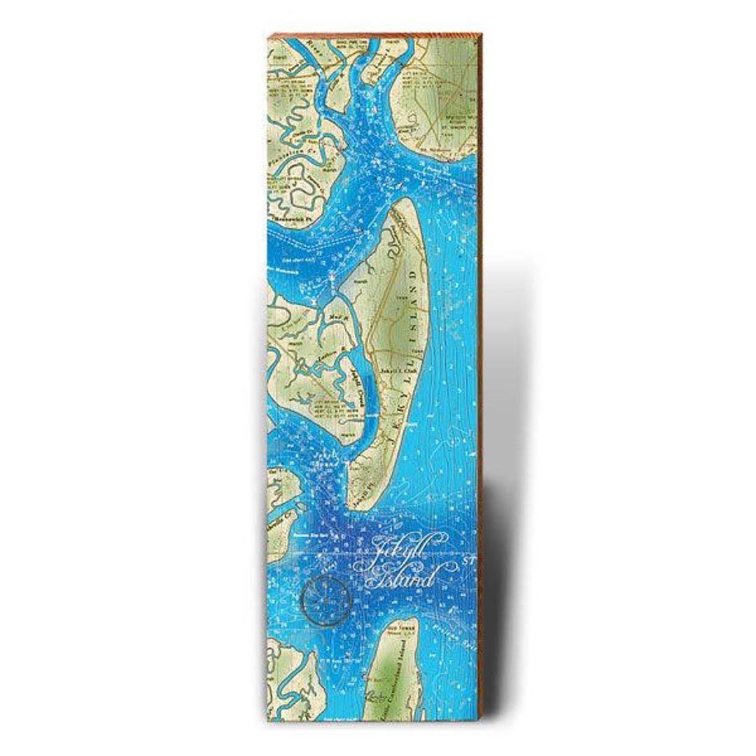 Jekyll Island, Georgia Map Wooden Sign | Wall Art Print on Real Wood - Etsy