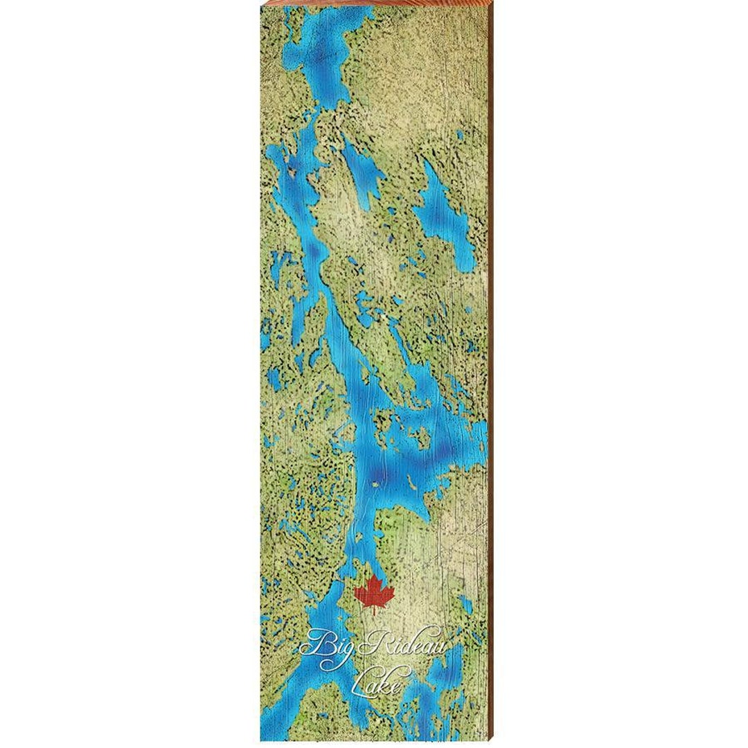 Big Rideau Lake, Canada Map Wooden Sign Wall Art Print on Real Wood ...