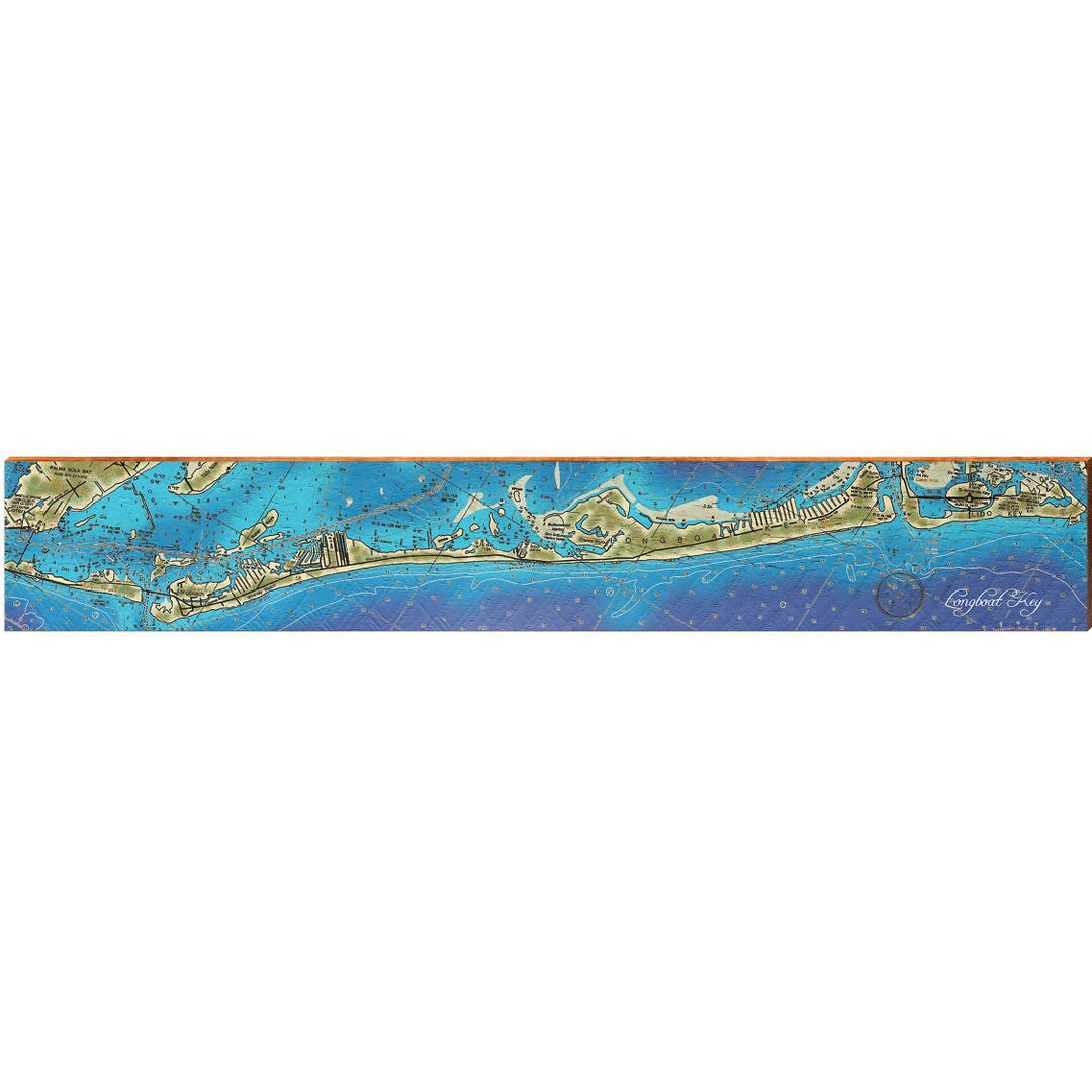 Longboat Key, Florida Topographical Styled Map Large Wall Art | Wall ...