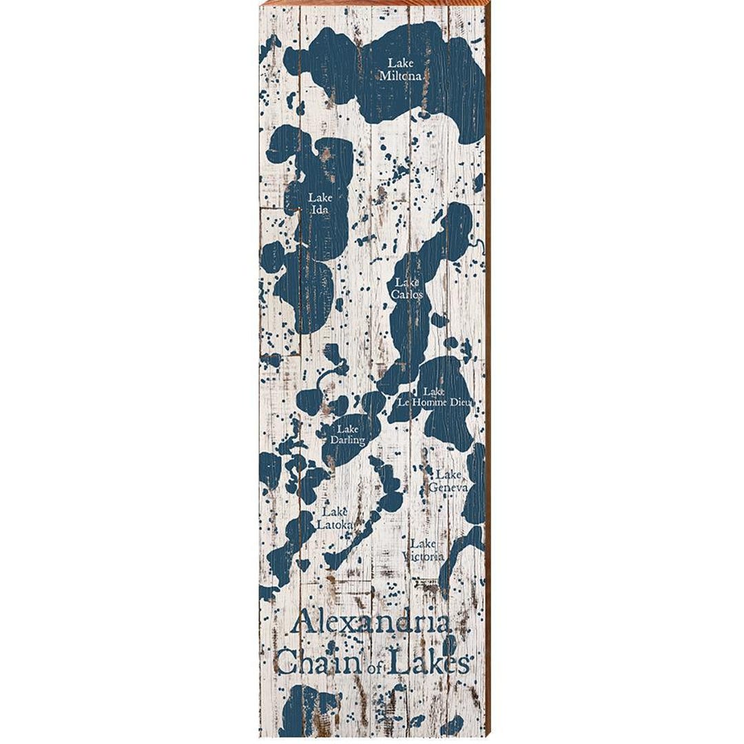 Alexandria Chain of Lakes, Minnesota Labeled Map Wooden Sign | Wall Art ...