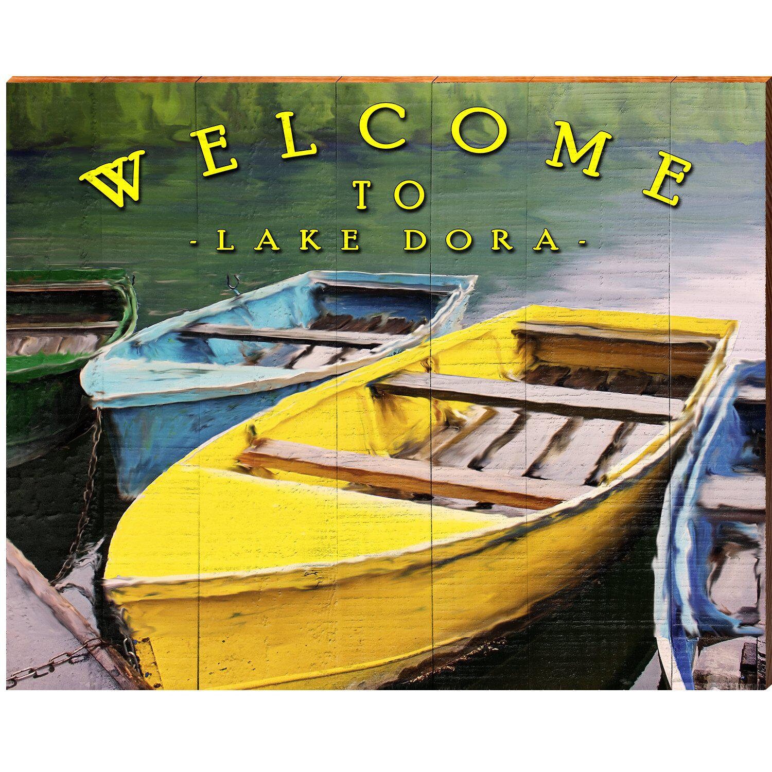 Welcome to Lake Dora Boats Wall Art Print on Real Wood - Etsy