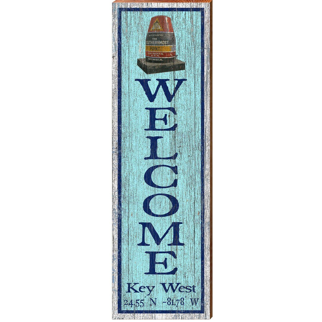 Welcome Key West Southern Point Blue Latitude Longitude | Wall Art ...