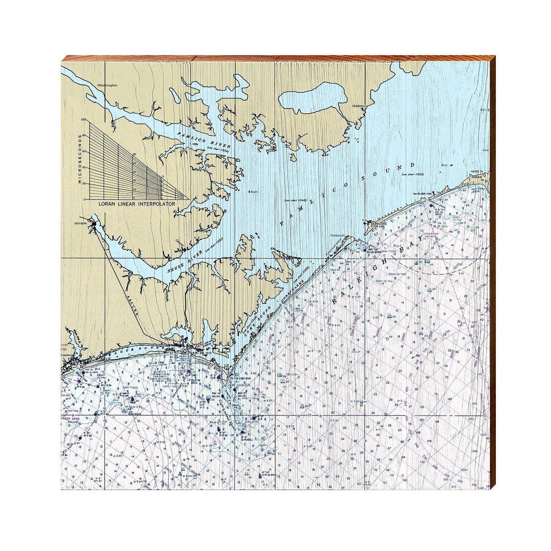 Pamlico Sound NOAA Chart Map | Wall Art Print on Real Wood - Etsy