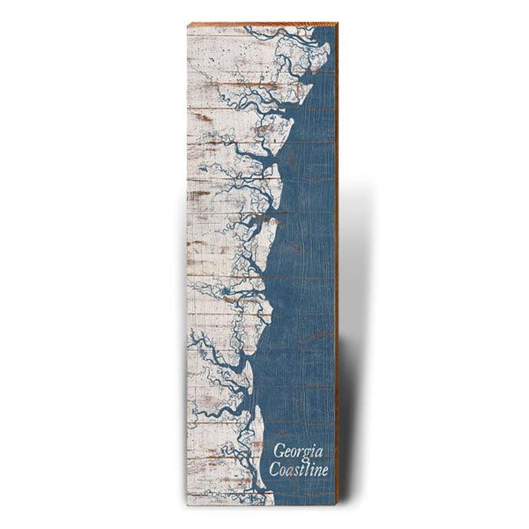 Georgia Coastline Map Wooden Sign | Wall Art Print on Real Wood - Etsy