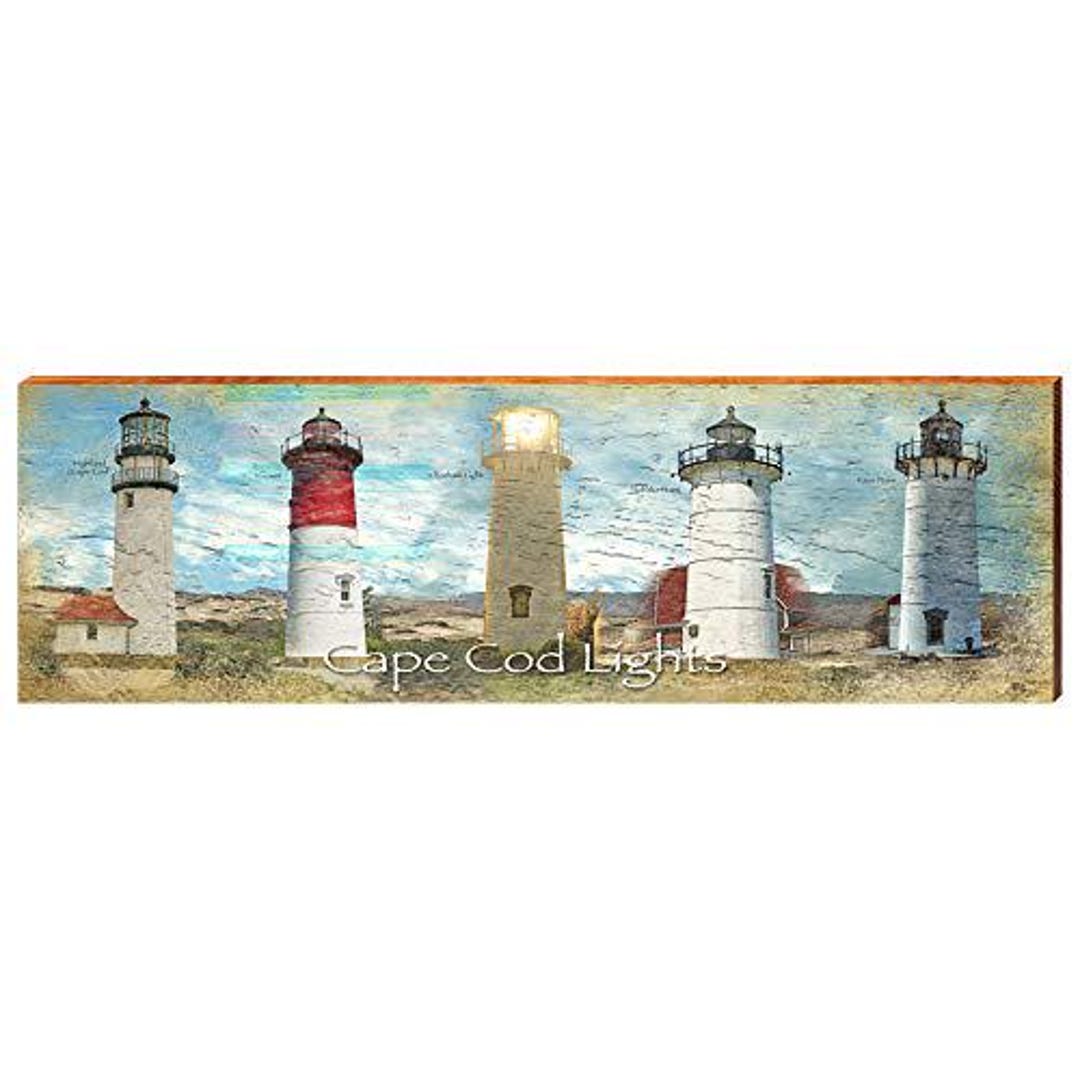 Cape Cod, Massachusetts Lighthouses Wooden Sign | Wall Art Print on ...