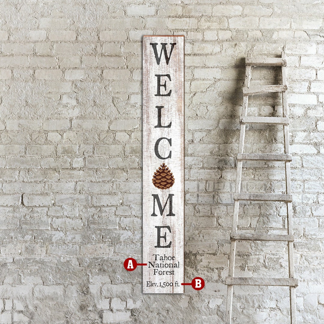 Personalized Welcome Sign With Pine Cone Customizable Wall Art Print on ...