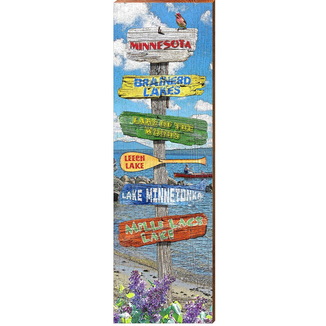 Minnesota Lake Directional | Wall Art Print on Real Wood - Etsy