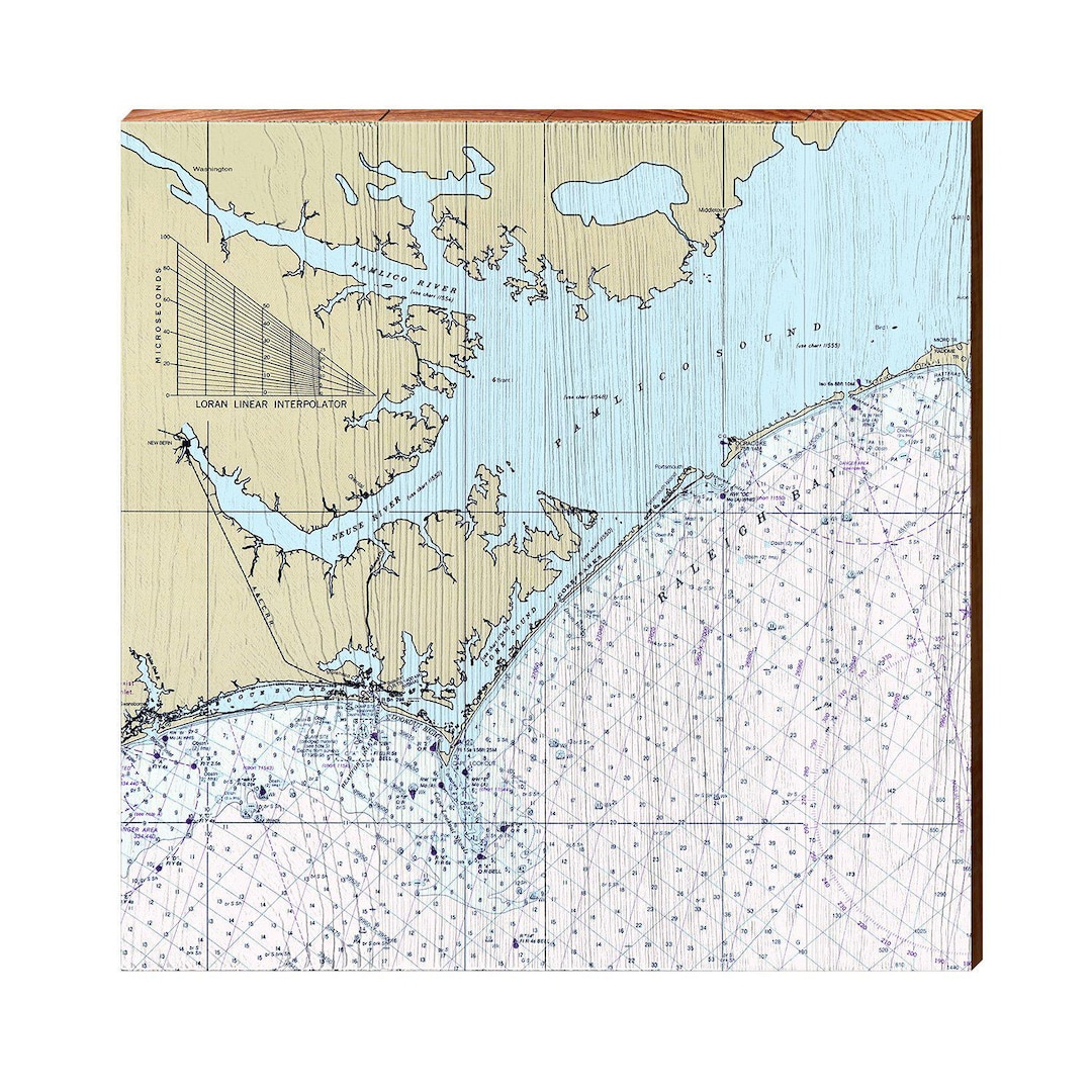 Pamlico Sound NOAA Chart Map | Wall Art Print on Real Wood - Etsy