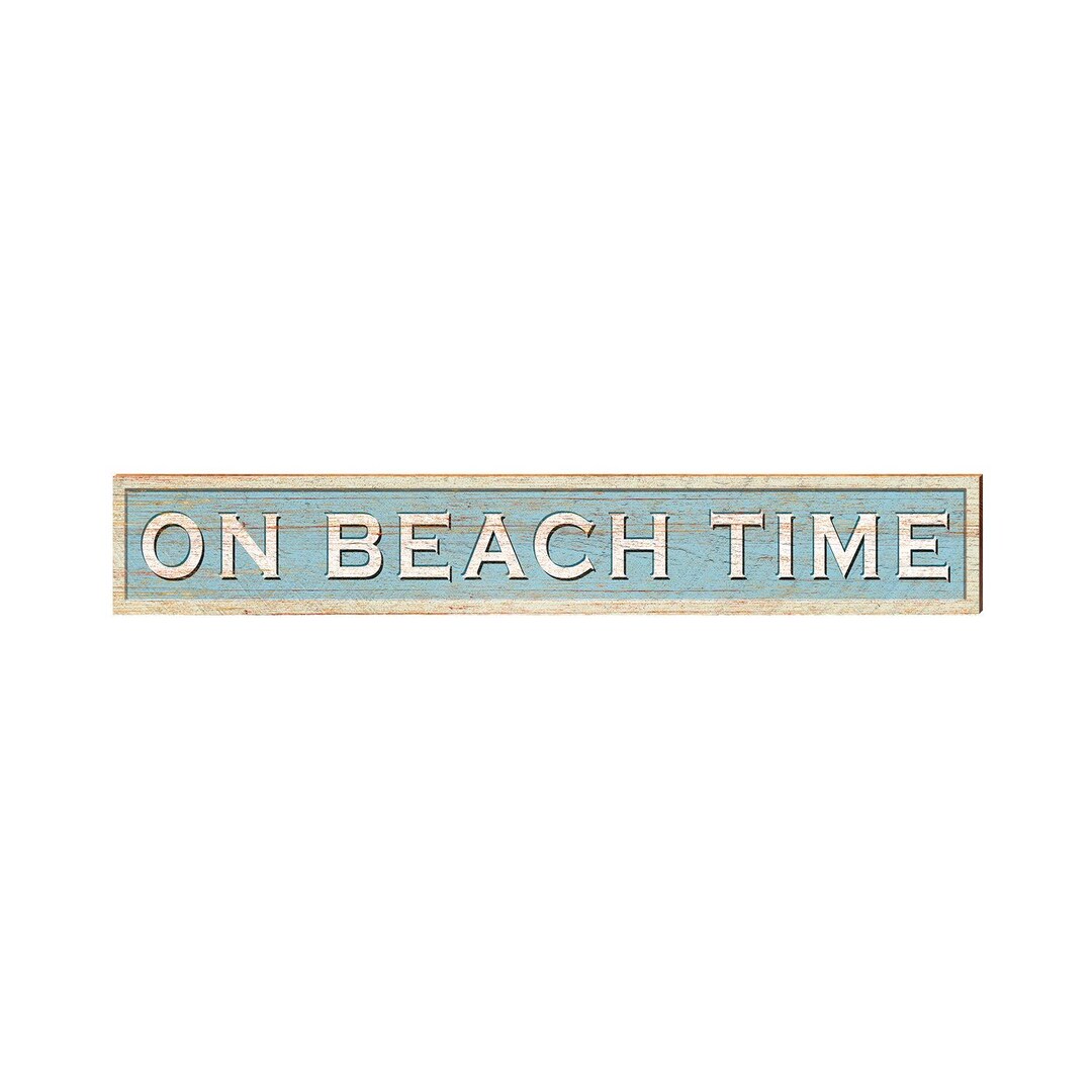 On Beach Time White Coastal Blue Sign | Real Wood Wall Art Print - Etsy