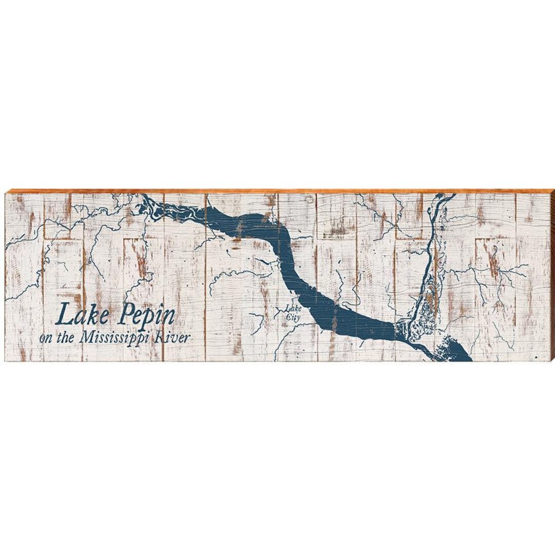 Lake Pepin Shabby Map Home Decor Art Print on Real Wood 9.5x30 - Etsy