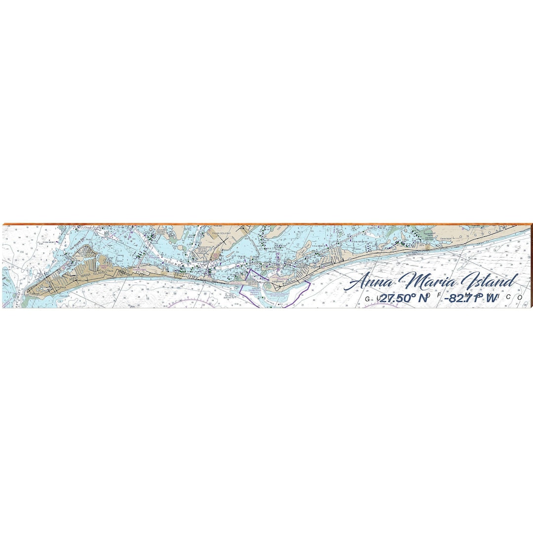 Anna Maria Island Nautical Chart Map Wall Art Print on Real Wood - Etsy