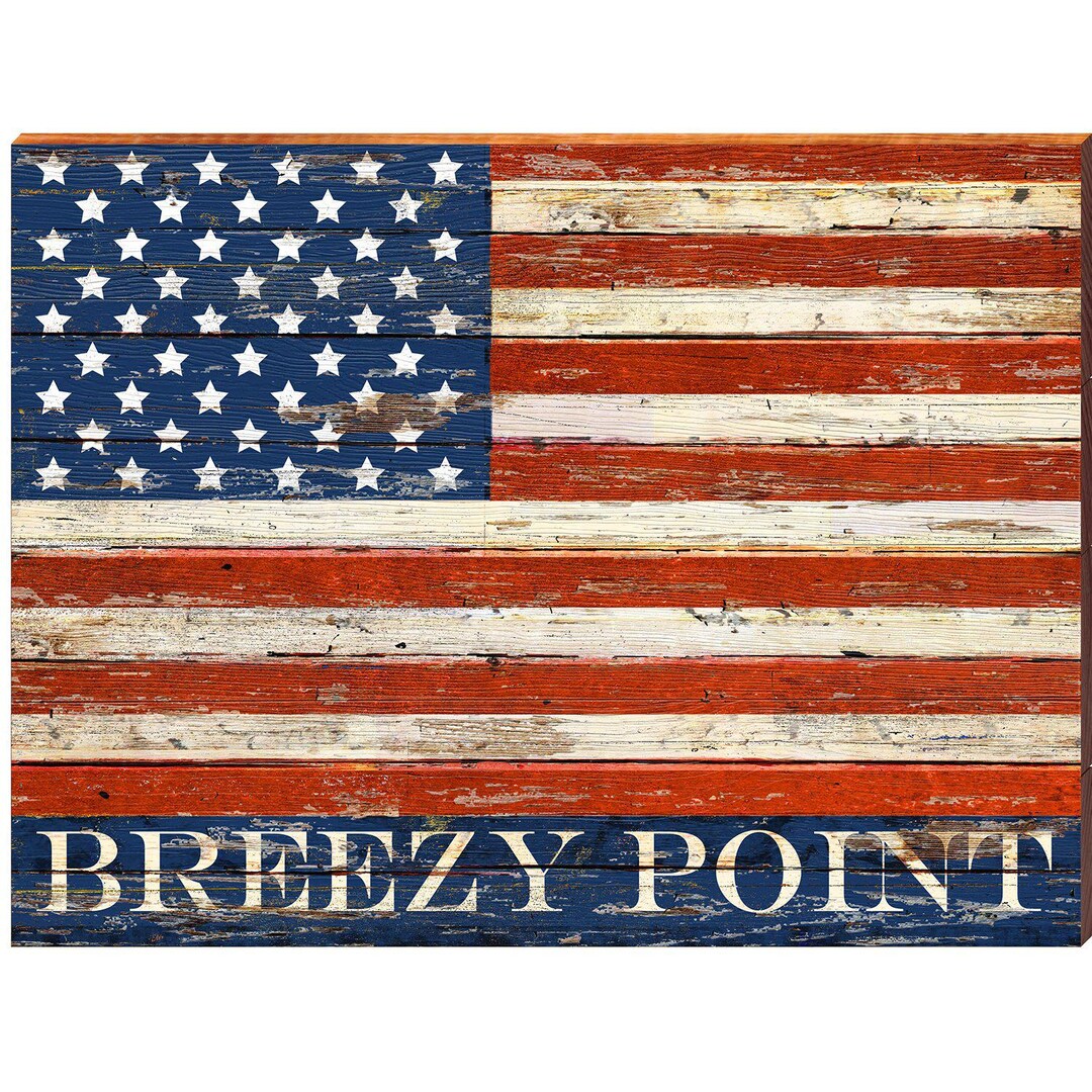 Breezy Point American Flag | Wall Art Print on Real Wood - Etsy