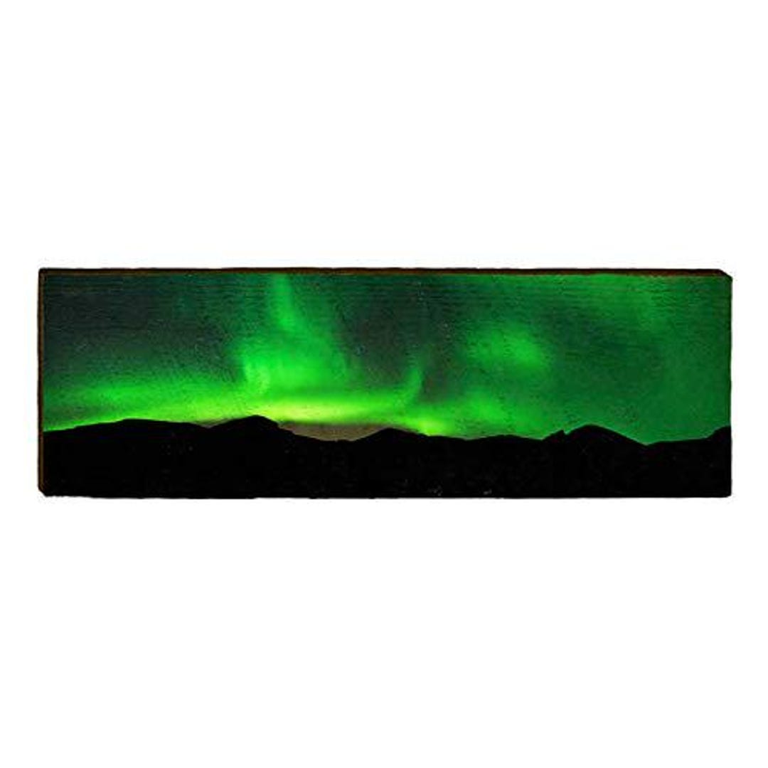 Northern Lights Landscape Home Decor Art Print on Real Wood - Etsy