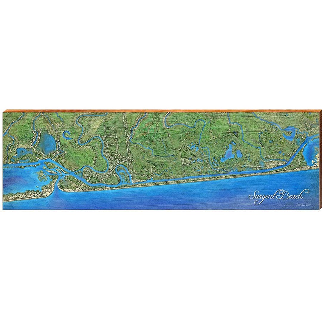 Sargent Beach, Texas Satellite Map Wall Art Print on Real Wood - Etsy
