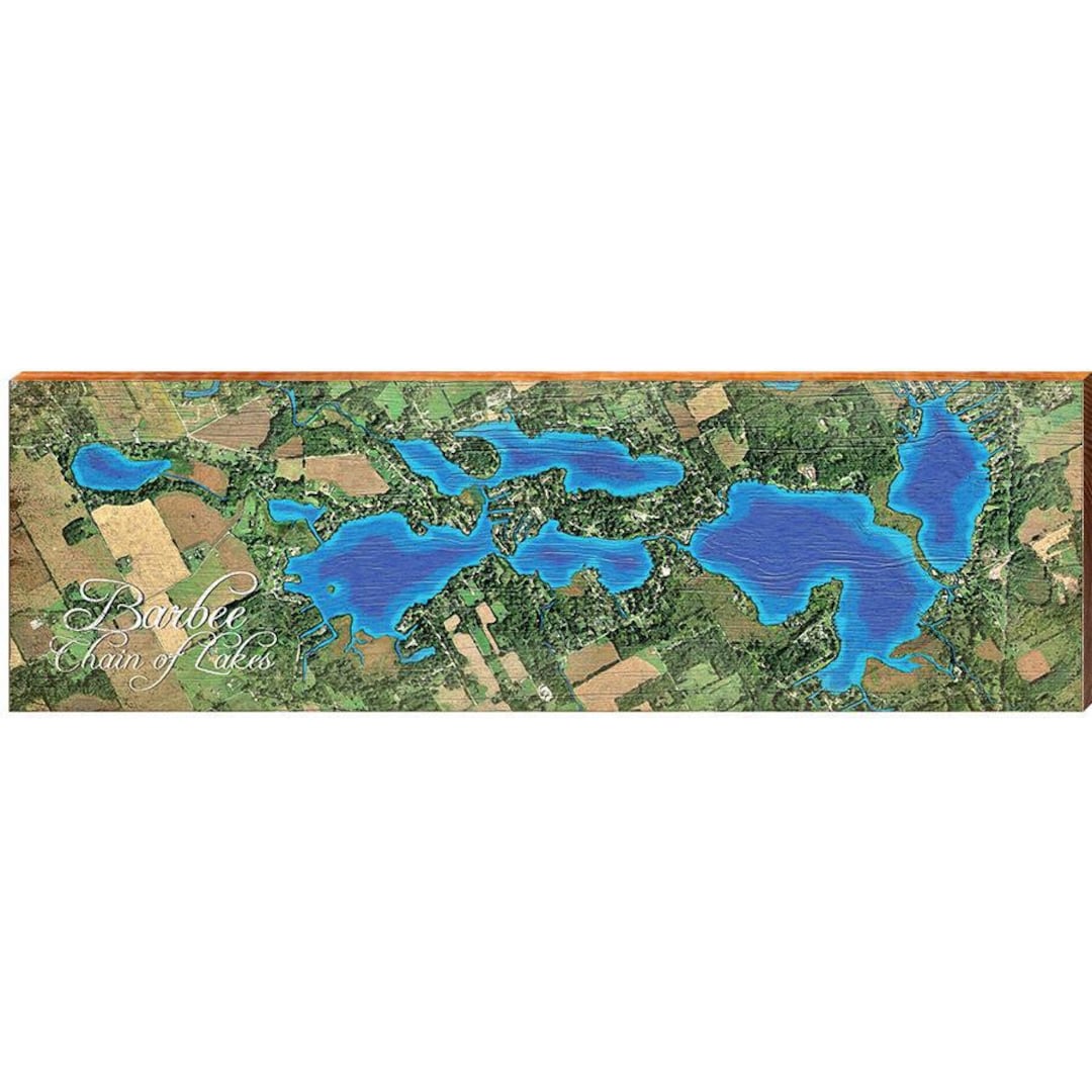 Barbee Chain of Lakes Indiana Map Wall Art Print on Real - Etsy