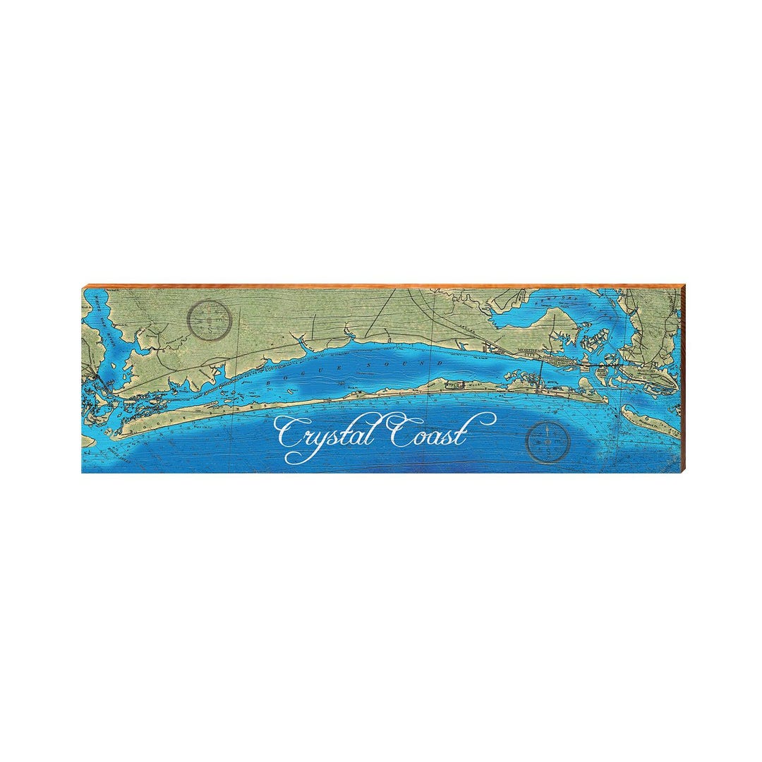 Crystal Coast, NC Map | Real Wood Art Print - Etsy