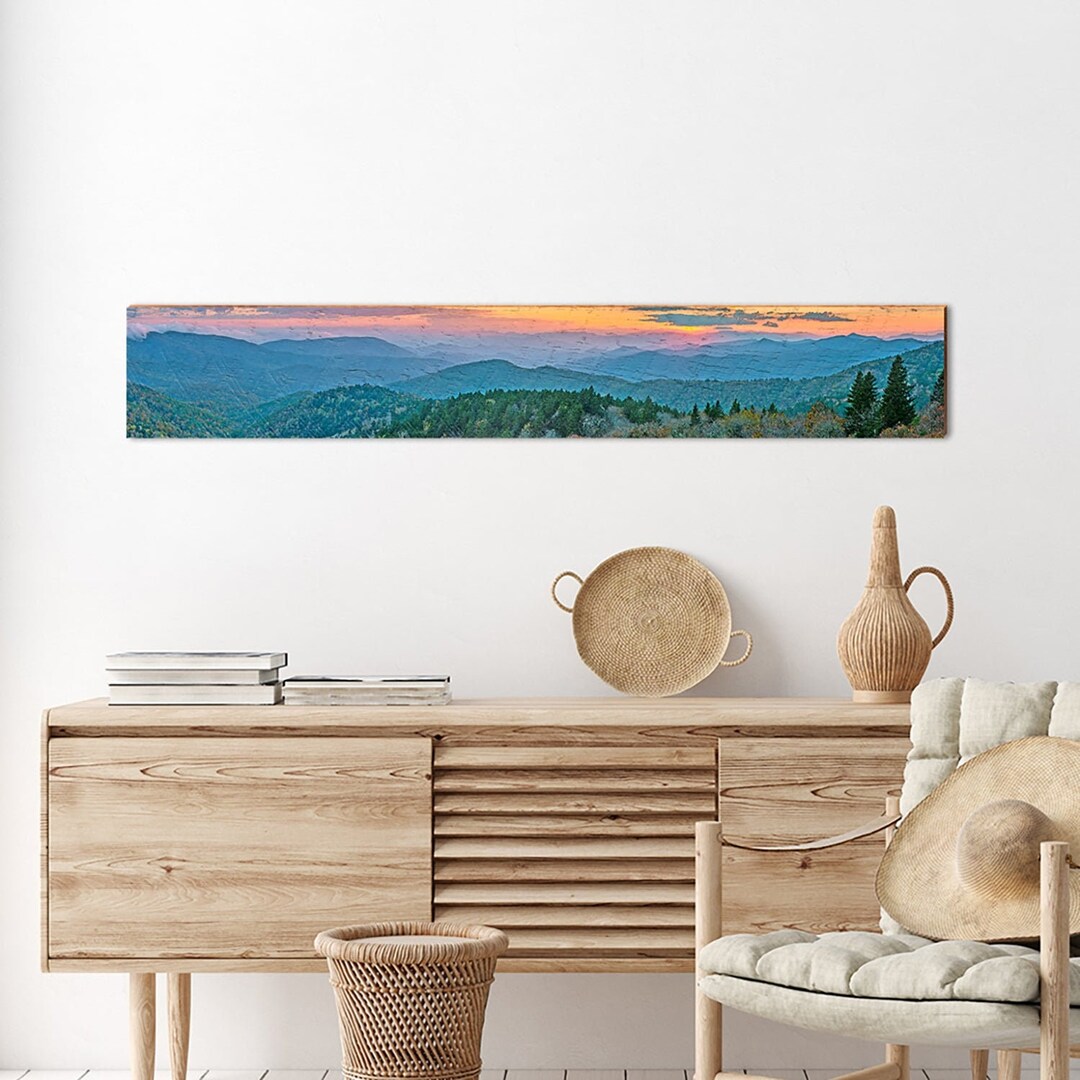 Blue Ridge Mountains | Wall Art Print on Real Wood Title: Large 9.5" X ...