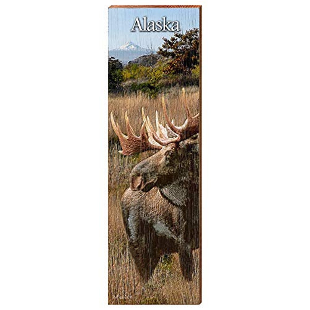 Alaskan Moose Wooden Sign Wall Art Print on Real Wood Title: 9.5 X 30 ...