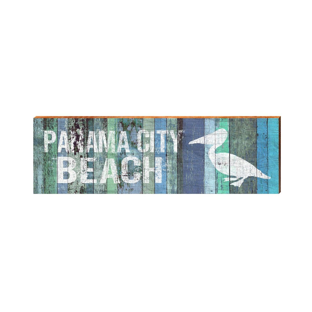 Panama City Beach Pelican Blue Boards | Real Wood Wall Art Print - Etsy