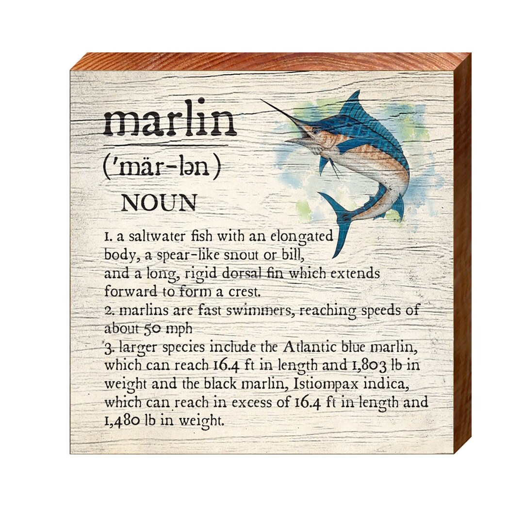 Marlin Definition Wooden Sign Wall Art Print on Real Wood - Etsy
