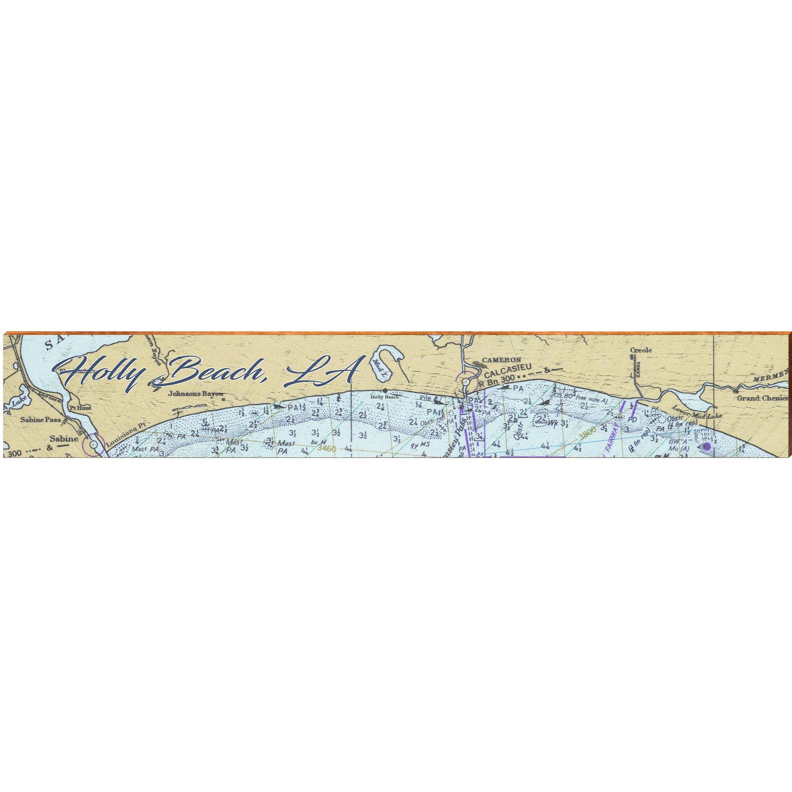 Holly Beach Louisiana Map Home Decor Art Print on Real Wood | Etsy