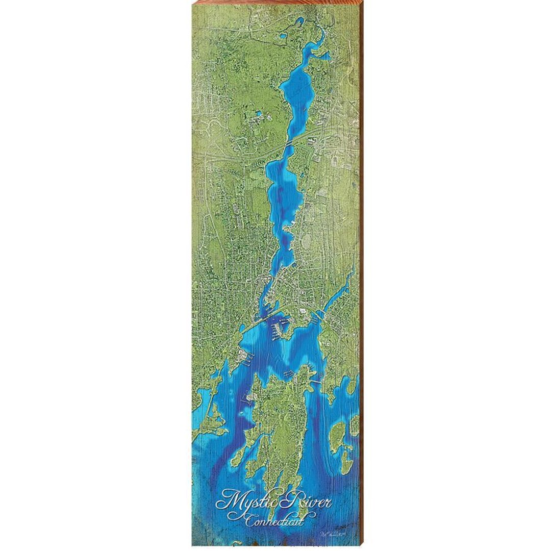 Mystic River, Connecticut Map | Wall Art Print on Real Wood - Etsy