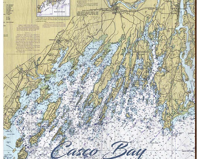 CASCO BAY, Maine 1909 Colored Nautical Chart by Geo. Eldridge - Etsy