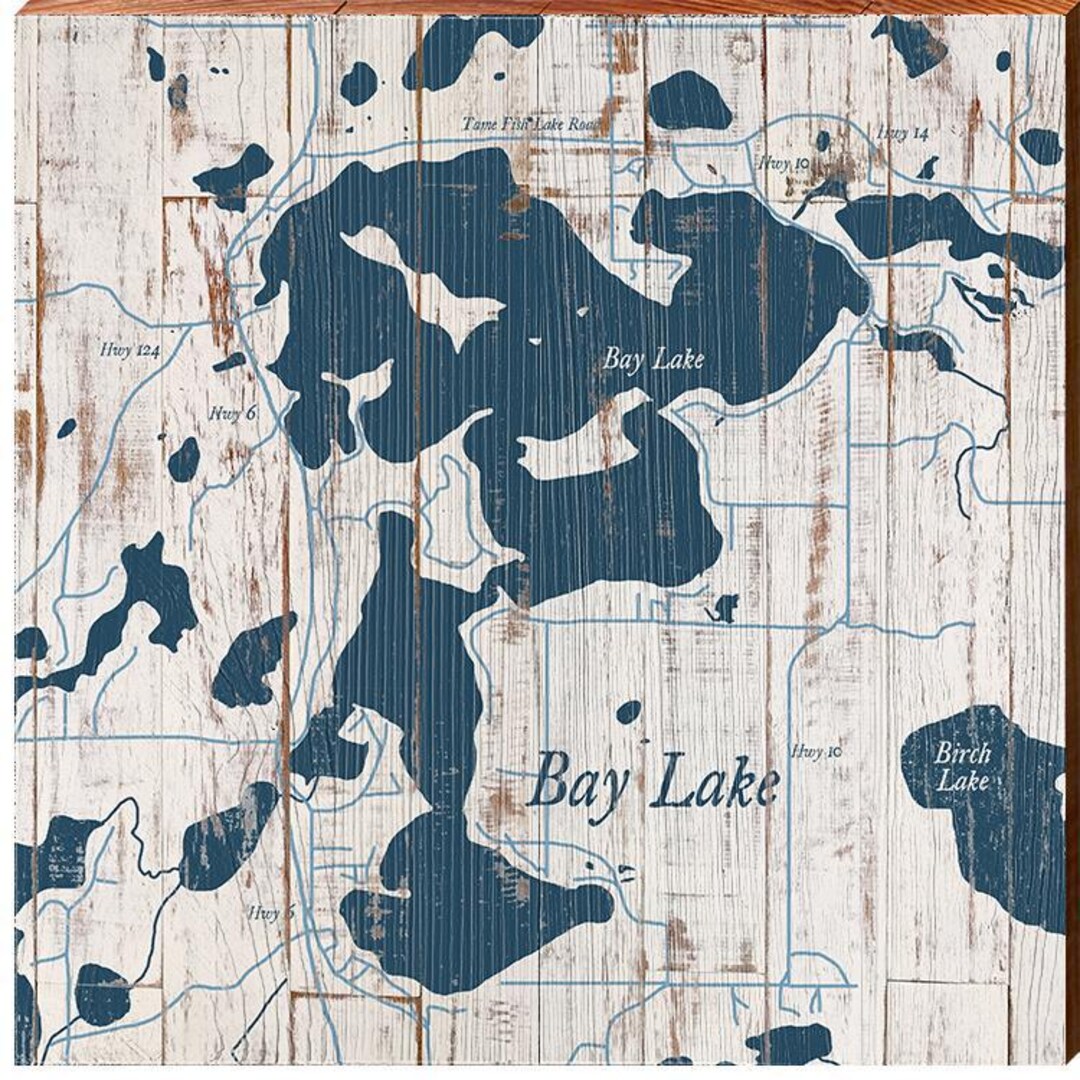 Bay Lake, Minnesota Shabby Map Wooden Sign | Wall Art Print on Real ...