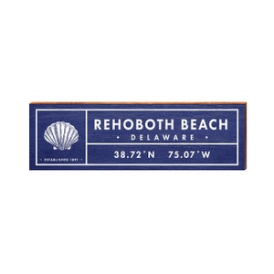 Rehoboth Beach, Delaware Wooden Navy Welcome Sign W/ Shell Wall Art ...