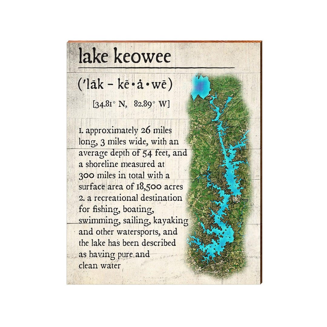 Lake Keowee, South Carolina Definition Wooden Sign | Wall Art Print on ...